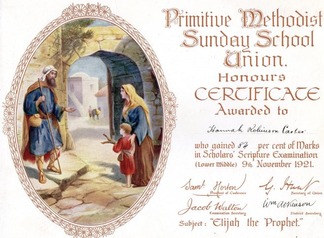 Sunday School Certificate | Sunday Schools | My Primitive Methodists