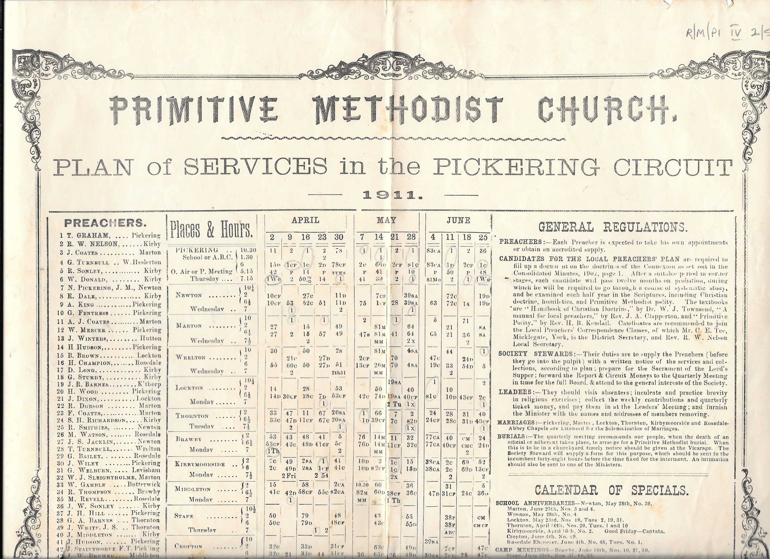 Pickering and Helmsley circuits: places named on Primitive Methodist ...